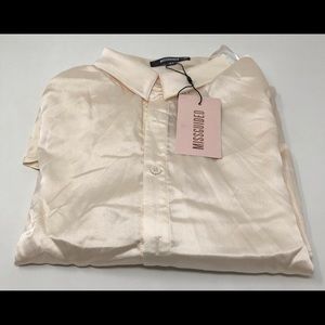 Missguided | Tops | Missguided Nude Satin Shirt | Poshmark